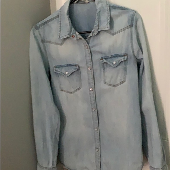 Mango | Tops | Western Inspired Denim Shirt By Mango | Poshmark
